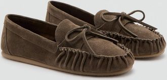 Mango Mocassins cro&ucirc;te de cuir &agrave; fronces sable - Femme - 35 - MANGO