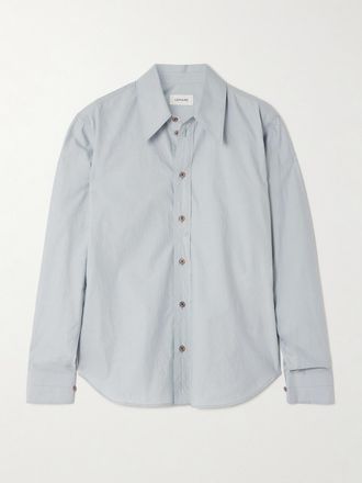 Christophe Lemaire Chemise En Coton Et Soie Mélangés À Surpiqûres - Gris