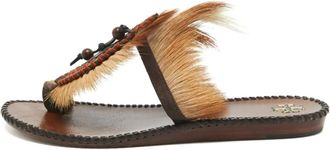 Tory Burch Sandalen mit Federn - Braun