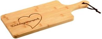 KESPER | Schneid- und Servierbrett mit Herz, Material: Bambus, Maße: 42 x 17 x 1,5 cm, Motiv: Lieblingsmensch, Farbe: Braun | 58392
