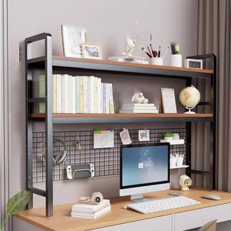 Generic Tischregal Schreibtisch Monitor Platzsparend 98 cm Höhe Schreibtischregal Schmal Offene Fächer Schreibtisch Bücherregal Aufsatz für Home Office(Black,