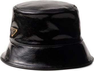 Prada Fischerhut mit Triangel-Logo - Schwarz