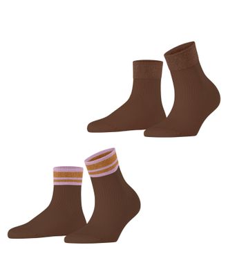 Esprit Damen Socken Retro Glitter Multipack W Sso Baumwolle gemustert 2 Paar, Braun Rosewood 5225, 35-38