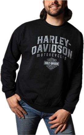 Harley-Davidson Wisconsin Harley-Davidson Harley-Davidson Herren-Sweatshirt mit abgeschr&auml;gtem Rundhalsausschnitt, Fleece, Schwarz, Schwarz, XXX-Large