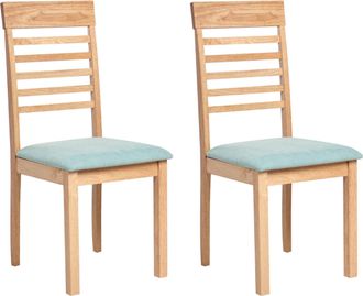 Beliani Esszimmerstuhl 2er Set Holz Hellbraun Sitzpolster mintgrün mit Streben Ortley