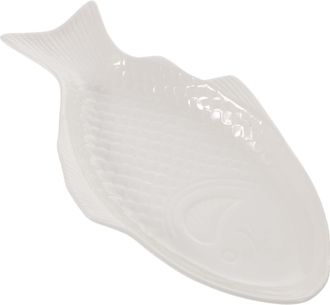 Hemoton Fischform Servierplatte Wei&szlig; Porzellan Serviertablett Tablett f&uuml;r Buffets, Sushi, Kuchen, Vorspeisen zu Hause/im Restaurant 11 Zoll
