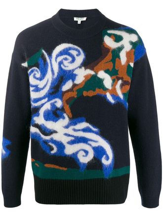 Kenzo pull en maille intarsia - Bleu