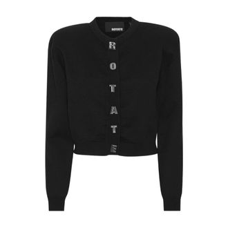 Rotate Rotate Birger Christensen, Femme, Pulls, Noir, Taille: 36 FR Cardigan en Maille Solide