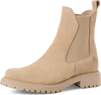 Tamaris Damen Chelsea Leder flach, beige, 38 EU