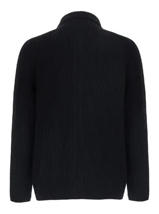 Tagliatore Mens Cardigan Dundret Black Wool Blend Tops Top