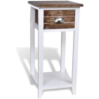 vidaXL Table de chevet avec 1 tiroir Marron et blanc Vidaxl