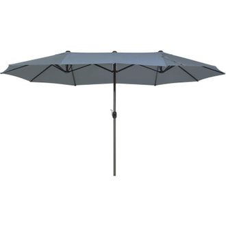 Beliani Beliani - Parasol droit gris fonc&eacute; 270 x 460 cm - M&acirc;t en aluminium - Toile en polyester anti-UV - M&eacute;canisme douverture facile