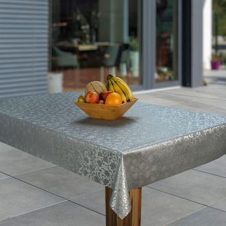 Laro Wachstuch-Tischdecke Abwaschbar Garten-Tischdecke Wachstischdecke PVC Plastik-Tischdecken Eckig Meterware Wasserabweisend Abwischbar GAE, Muster:Geprä