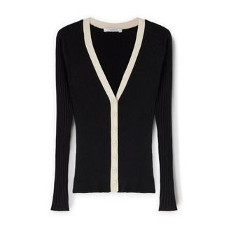 Motivi Zweifarbiger Rippstrick-Cardigan - - Knitwear - Damen - Schwarzk - XS