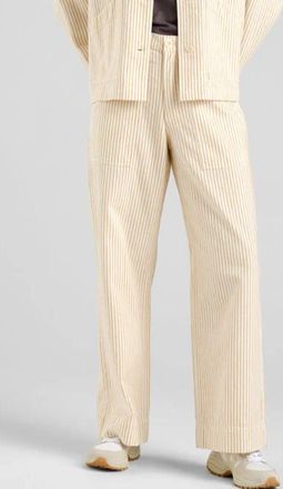 Dedicated Damen vegan Hose Work Vara Stripe Gelb