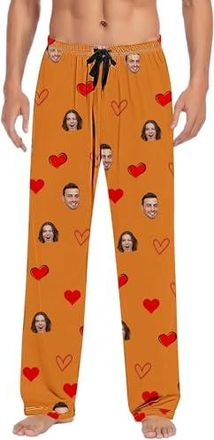 Generic Pantalon de pyjama pour couple - Pour la Saint-Valentin - Imprim&eacute; en 3D - D&eacute;contract&eacute; - Ample - 536 - Pour homme, Orange, XXL