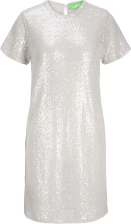Jack & Jones Damen Jxmia Ss Sequin Tee Dress WVN Kleid, Silver, X-Small