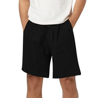 Generic Pantalon baggy en coton et lin pour homme Printemps &eacute;t&eacute; Couleur unie Coton Confortable Ample D&eacute;contract&eacute; Jambe large Pantalon court Pantalon Coupe r&eacute;g