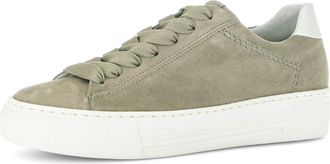 Gabor Plateausneaker GABOR, Damen, Gr. 37, schilf, creme, Kalbsleder, Ziegenveloursleder, Schuhe Plateausneaker, Freizeitschuh, Halbschuh, Schn&uuml;rschuh, Kont