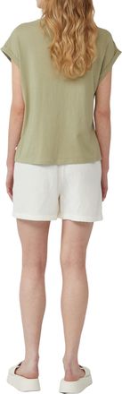 QS by s.Oliver Lockeres T- Shirt mit &Auml;rmelaufschlag und Frontprint