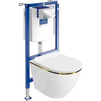 Domino Villeroy&boch wc Set mit Vorwandelement, Wand-WC und Sp&uuml;lknopf
