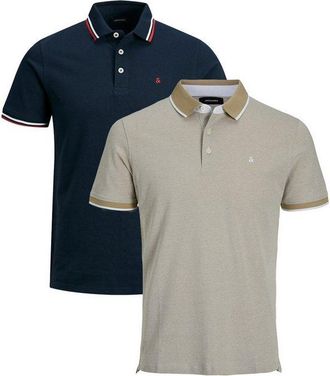 Jack & Jones Poloshirt 2er Pack Paulos - Slim Fit (Spar-Set, 2-tlg) Poloshirt - Baumwolle - Atmungsaktiv - Mit kleinem Markenlogo
