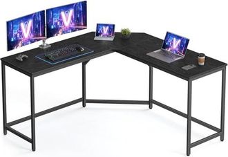 Vasagle Bureau dangle, Bureau dOrdinateur en Forme de L, 149 x 149 x 76 cm, Gain de Place, Table dOrdinateur, Noir Bois&eacute; et Noir dEncre LWD073B56