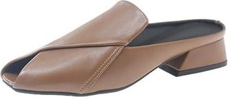 Generic Mules carr&eacute;es &agrave; bout ouvert pour femme - Sandales &agrave; talons bas - Confortables, l&eacute;g&egrave;res et d&eacute;contract&eacute;es, marron, 40.5 EU