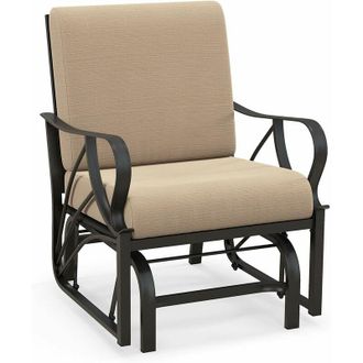 Costway Costway - Chaise &agrave; Bascule de Jardin avec Coussin, Fauteuil &agrave; Bascule en M&eacute;tal avec Accoudoirs Incurv&eacute;s, Chaise Ber&ccedil;ante Ergonomique, pour Jardin