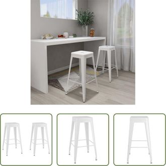 vidaXL Barhocker Stapelbar - Barhocker Stapelbar 2 Stk. Wei&szlig; Metall