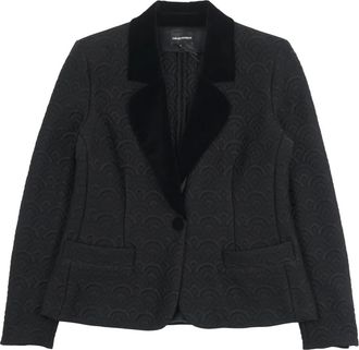 Emporio Armani Femme, Vestes, Noir, Taille: 46 FR Veste crois&eacute;e avec motif matelass&eacute; et revers en velours