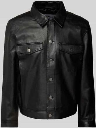 Won Hundred Regular Fit Lederjacke mit aufgesetzten Pattentaschen