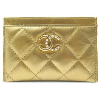 Chanel Portemonnaie - CHANEL KLASSISCHER TIMELESS LOGO CC PERLEN GOLD LE - Gr. unisize - in Gold - f&uuml;r Damen