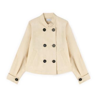 Motivi Zweireihige Leinenmischungsjacke - - Jackets - Damen - Beige - 2XL