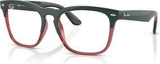 Ray-Ban Steve Optics Dark Green On Translucent Light Red Fassung Klar Glas Polarisiert 51-18