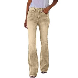 Generic Jean skinny pour femme - Taille haute - Vintage - Jambes larges - Coupe ajust&eacute;e - Pantalon de loisirs avec poches - Pantalon Bootleg - Jean stretch sk