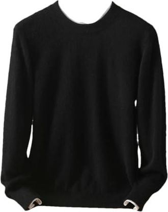 Generic Pull en tricot à manches longues pour homme 100 % cachemire de vison Couleur unie Col rond, Noir, XXL