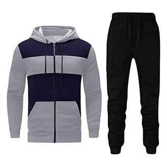 Generic Surv&ecirc;tement de sport pour homme - Ensemble complet - Automne et hiver - Deux combinaisons de sport - D&eacute;collet&eacute; - Fermeture &eacute;clair - Couleur assortie -