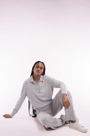 Eden Park Pull &Agrave; Col Maillot En Coton Biologique Et Cachemire Gris Coupe D&eacute;contract&eacute;e