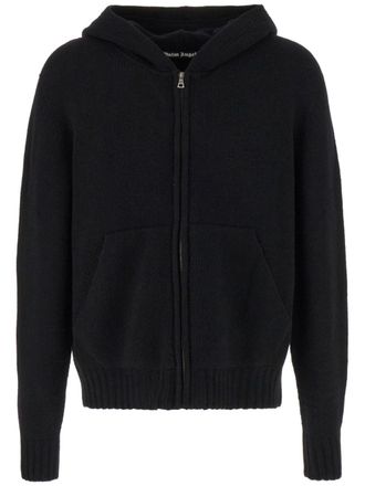 Palm Angels Rei&szlig;verschluss-Hoodie mit Logo-Intarsie - Schwarz