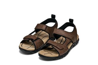 Geox Sandale GEOX, Herren, Gr. 43, dunkelbraun, Lederimitat, Basic, Schuhe Sandale, Sommerschuh, Klettschuh, Sandale mit atmungsaktiver Spezial Membrane