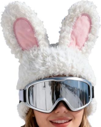 Generic Bonnet tricot&eacute; pour femme - Bonnet dhiver mignon avec oreilles de lapin - Bonnet de ski douillet &eacute;pais - Chaud - Doux et &agrave; la mode - Parfait pour le t