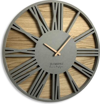 FlexiStyle Gro&szlig; wanduhr ohne tickger&auml;usche Roman LOFT Grau 50cm, Wohnzimmer, Schlafzimmer, in EU hergestellt