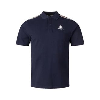 Aquascutum Karo Details Polo Shirt Navy - - Tops - Herren - Blau - 2XL