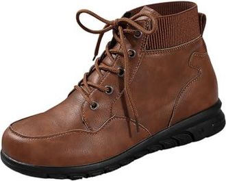 Generic Bottines &agrave; lacets pour femme &agrave; talon compens&eacute; bas - Style d&eacute;contract&eacute; - Col en tricot &eacute;l&eacute;gant - Bout rond - Couleur unie - Confortables - Classiques, 