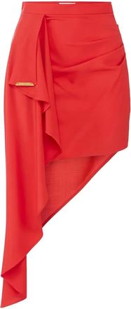 Elisabetta Franchi jupe Cool drap&eacute;e &agrave; design asym&eacute;trique - Rouge