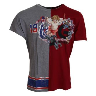 Dolce & Gabbana Homme, Tops, Multicolore, Taille: M Angel Crewneck T-shirt
