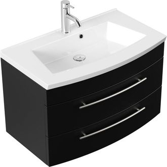 Magnolia Home Badm&ouml;bel Bella 80 mit runder Front SoftClose schwarz