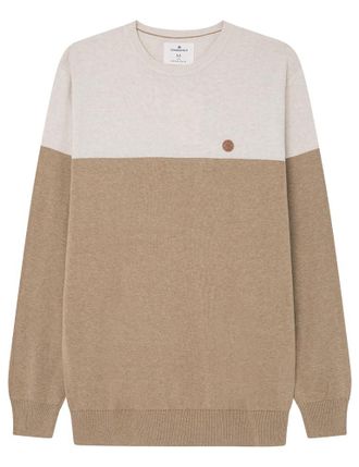 Springfield Herren Reconsider GG12 Color Block Round Neck Sweater with Ribbed Cuffs and Hem Polo-Pullover, White_Print, M