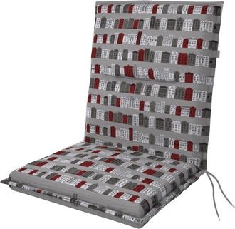 Doppler Auflage für Niederlehner Spot Muster Häuser I Gartenstuhl-Polster 100x48x5cm aus Baumwolle & Polyester I Sitzauflage weich & bequem I Sitzkissen zum F